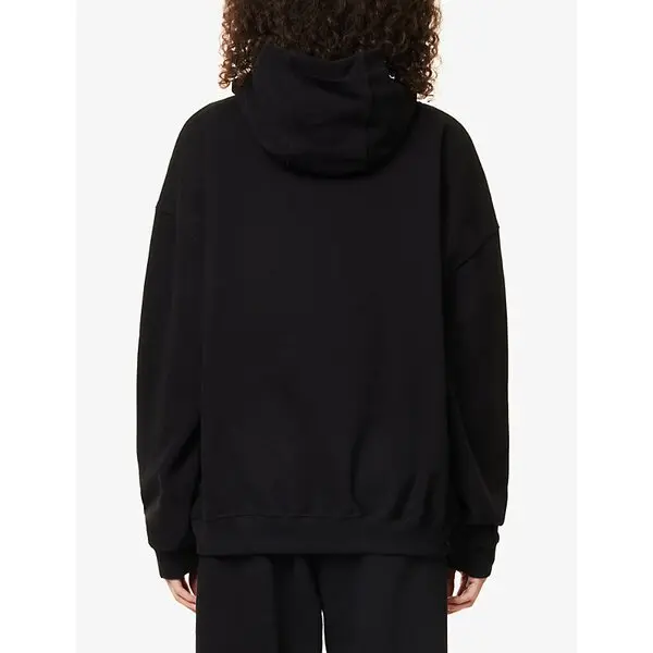 ADANOLA Oversized Fit Logo Embroidered Cotton Hoodie
