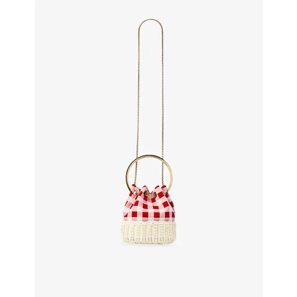 JIMMY CHOO Bon Bon Gingham Cotton Top-handle Bag