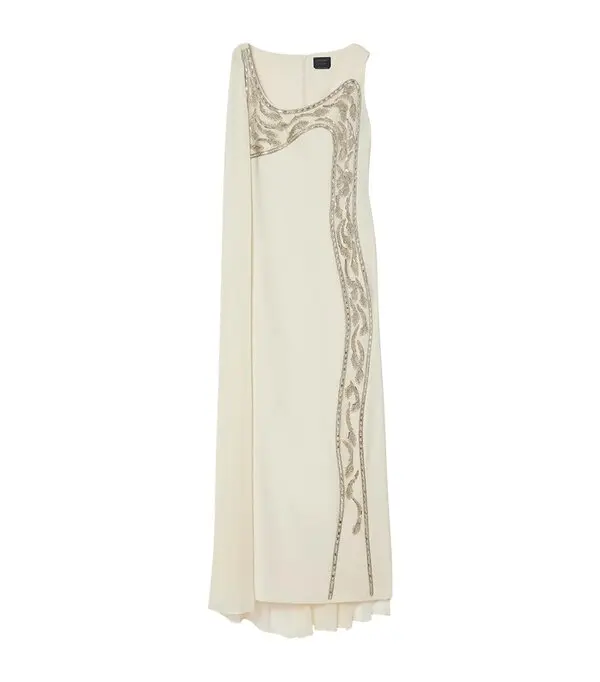 Marina Rinaldi Silk Embroidered Maxi Dress - Yellow