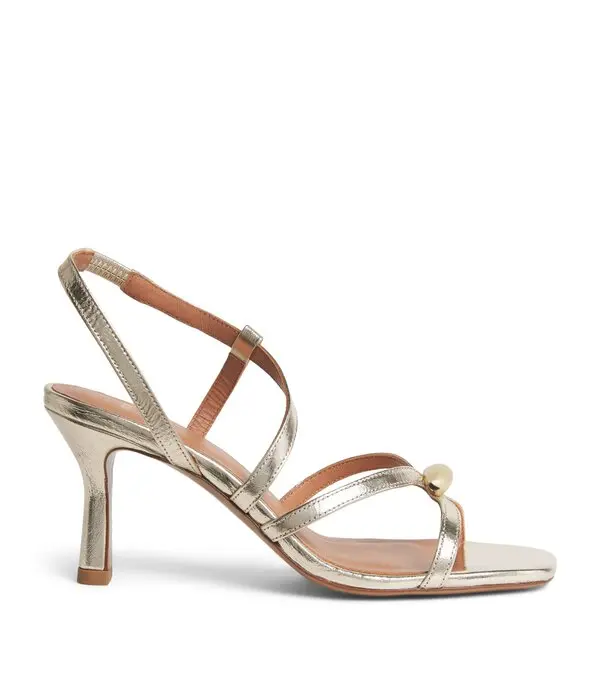 Maje Metallic Leather Heeled Sandals - Blue