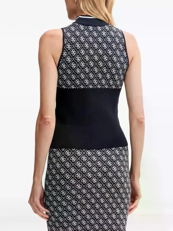 Guess Logo Patterned Sleeveless Top