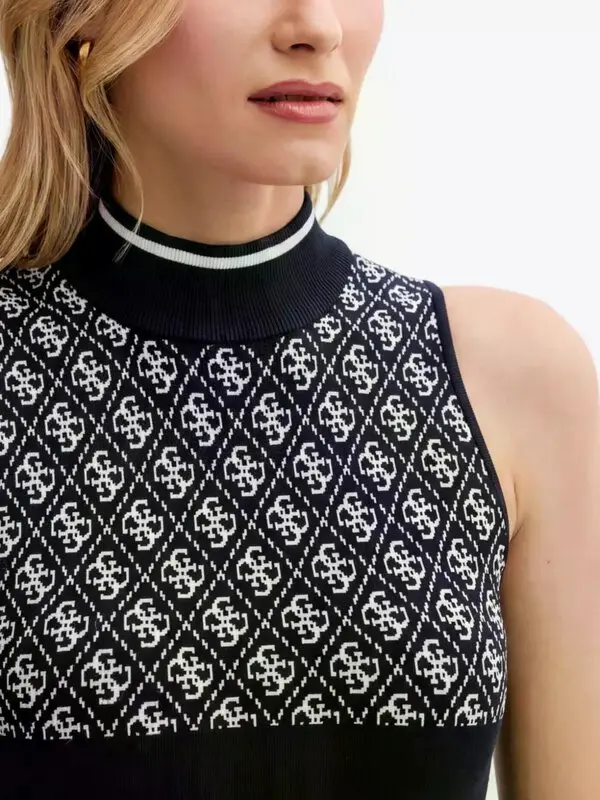 Guess Logo Patterned Sleeveless Top