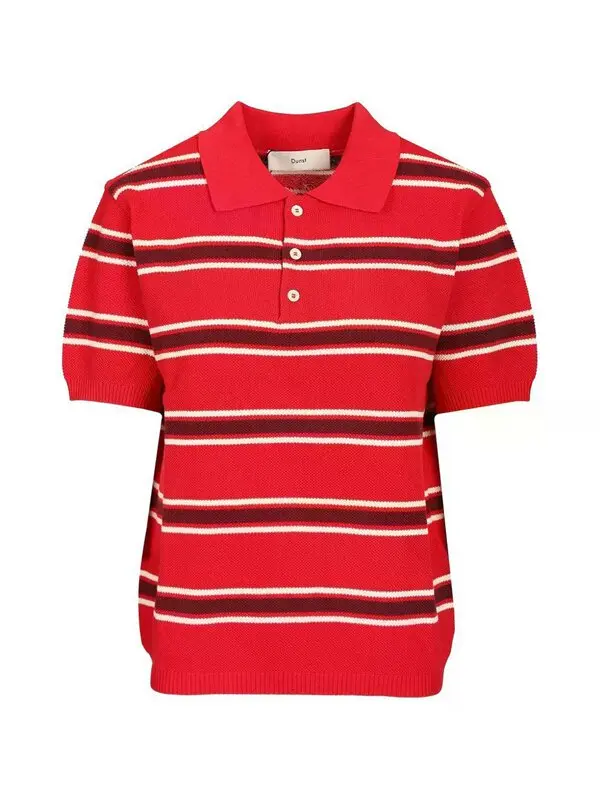 DUNST Striped Polo Shirt - Red