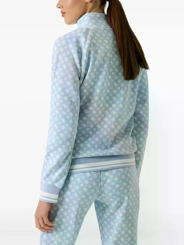 Guess Zip-up Sweatshirt With All-over Logo Print - Blue