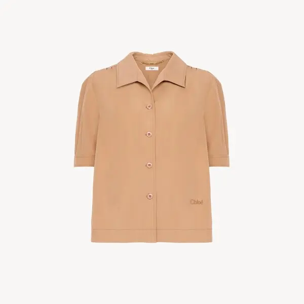 Chloé Short-sleeve Cotton Poplin Shirt - Reef Shell