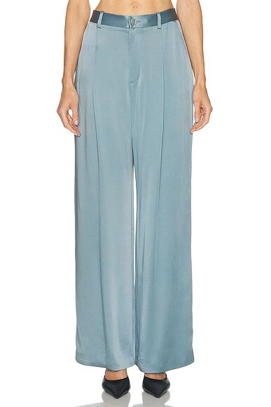 Lapointe Relaxed Pleated Satin Trousers - Light Slate