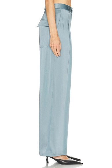 Lapointe Relaxed Pleated Satin Trousers - Light Slate
