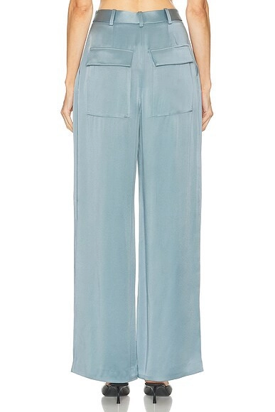 Lapointe Relaxed Pleated Satin Trousers - Light Slate