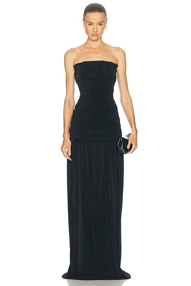Atlein Strapless Long Dress - Black