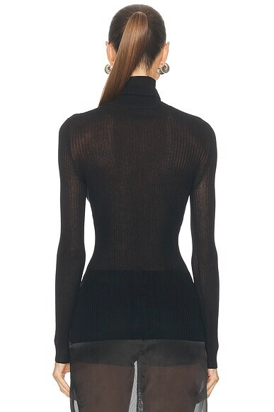 Brandon Maxwell Ribbed Turtleneck Top