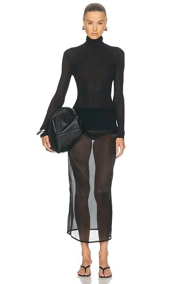 Brandon Maxwell Ribbed Turtleneck Top