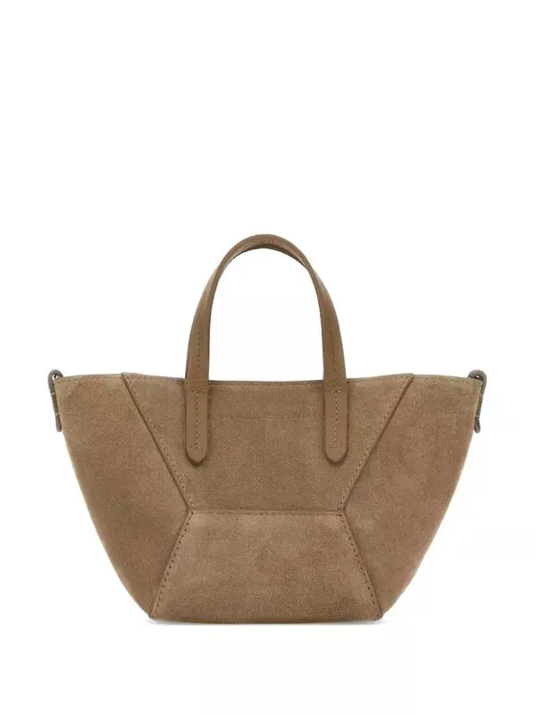 Brunello Cucinelli Mini Logo-embossed Tote Bag - Neutrals