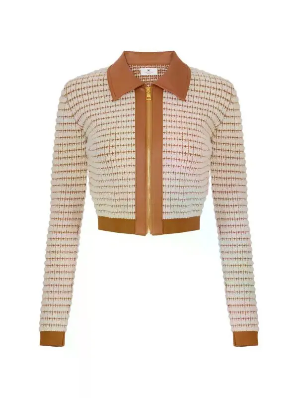 Elisabetta Franchi Textured Zip-up Cardigan - Neutrals