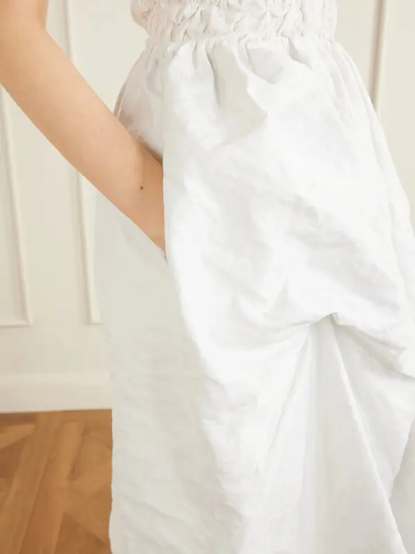 Erdem Draped Metallic Cotton-blend Midi Skirt