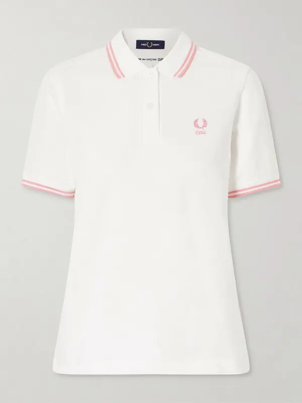 Comme Des Garçons Logo-embroidered Cotton Piqué Polo Shirt - White