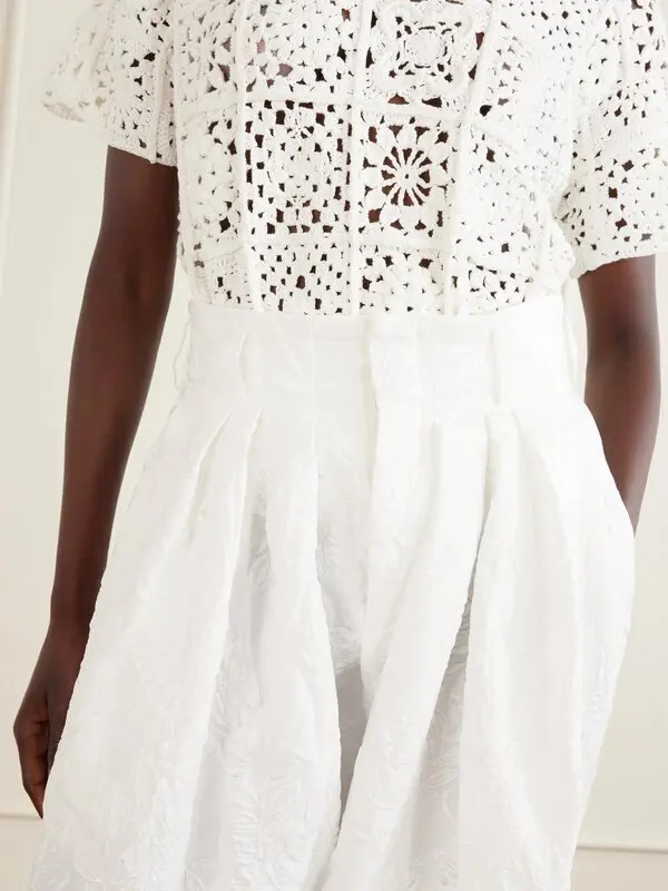 Comme Des Garçons Pleated Jacquard-knit Wide-leg Pants