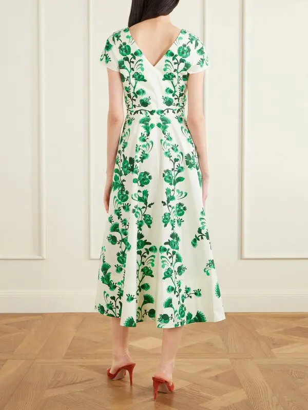 Saloni Zoey E Printed Cotton-poplin Midi Dress