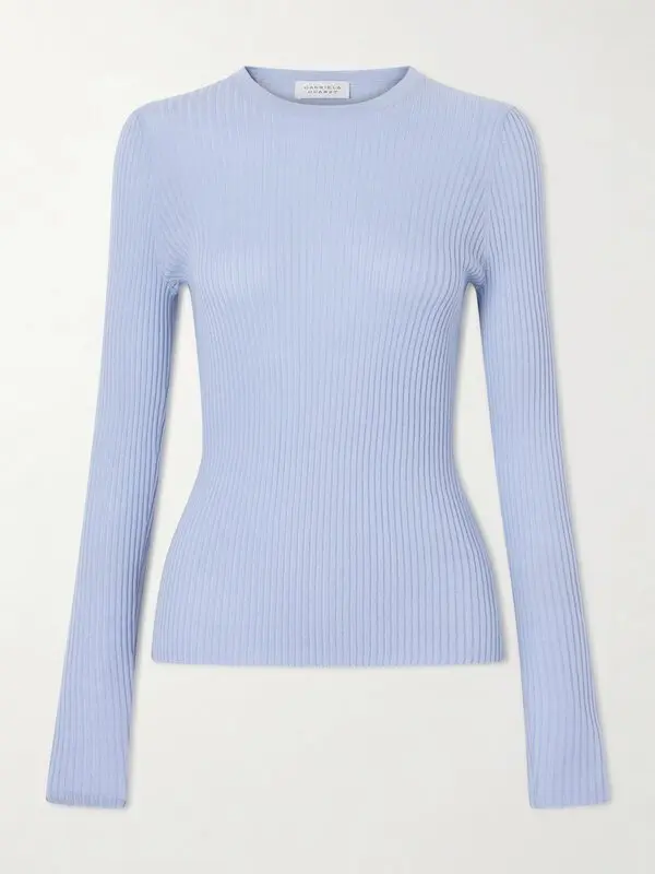 Gabriela Hearst Browning Ribbed Cashmere And Silk Blend Sweater - Blue