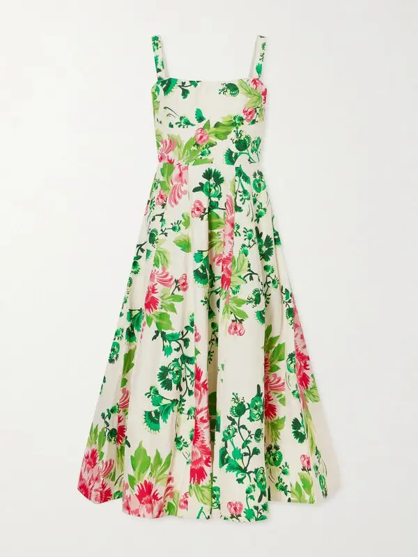 Saloni Sabrina Floral-print Woven Midi Dress - Multi
