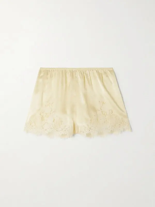 DÔEN Iona Lace-trimmed Silk-satin Shorts