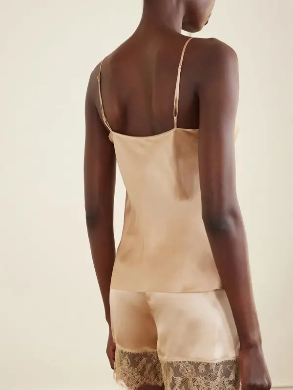 Carine Gilson Lace-trimmed Silk-satin Camisole - Brown
