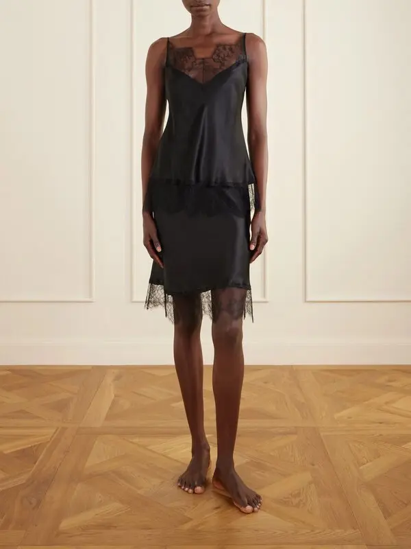 Carine Gilson Lace-trimmed Silk-satin Camisole