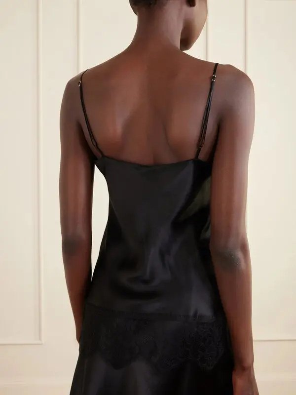 Carine Gilson Lace-trimmed Silk-satin Camisole