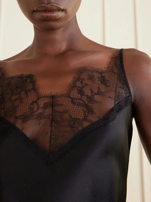 Carine Gilson Lace-trimmed Silk-satin Camisole