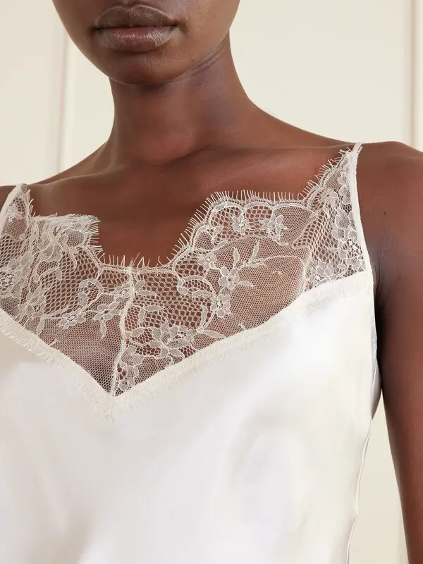 Carine Gilson Lace-trimmed Silk-satin Camisole - Neutrals
