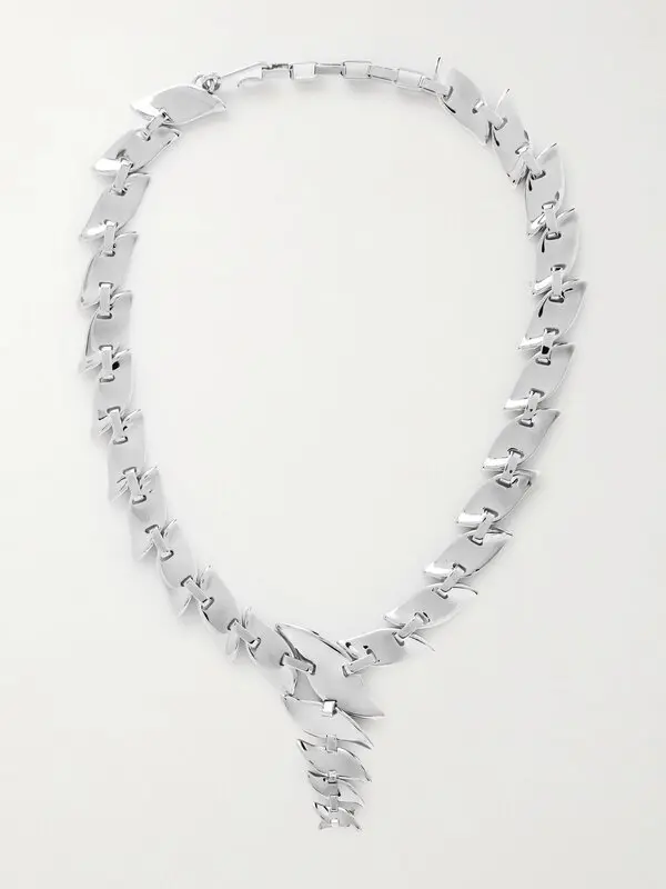 Khaite Tone Leaf Necklace - Silver