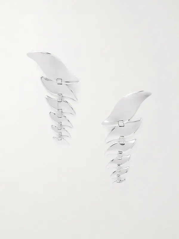 Khaite Leaf-shaped Drop Earrings - Silver