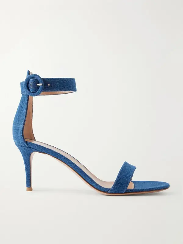 GIANVITO ROSSI Portofino 70 Buckled Denim Sandals