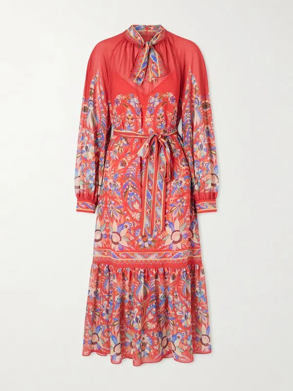 Etro Paisley-print Chiffon Midi Dress - Red