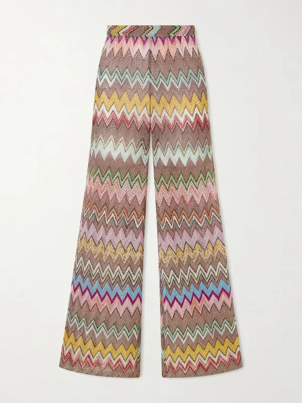Missoni Striped Metallic Crochet-knit Wide-leg Trousers - Multi