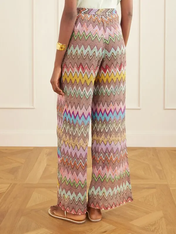 Missoni Striped Metallic Crochet-knit Wide-leg Trousers