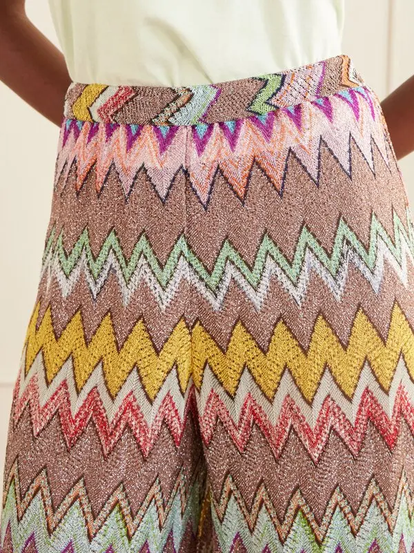 Missoni Striped Metallic Crochet-knit Wide-leg Trousers