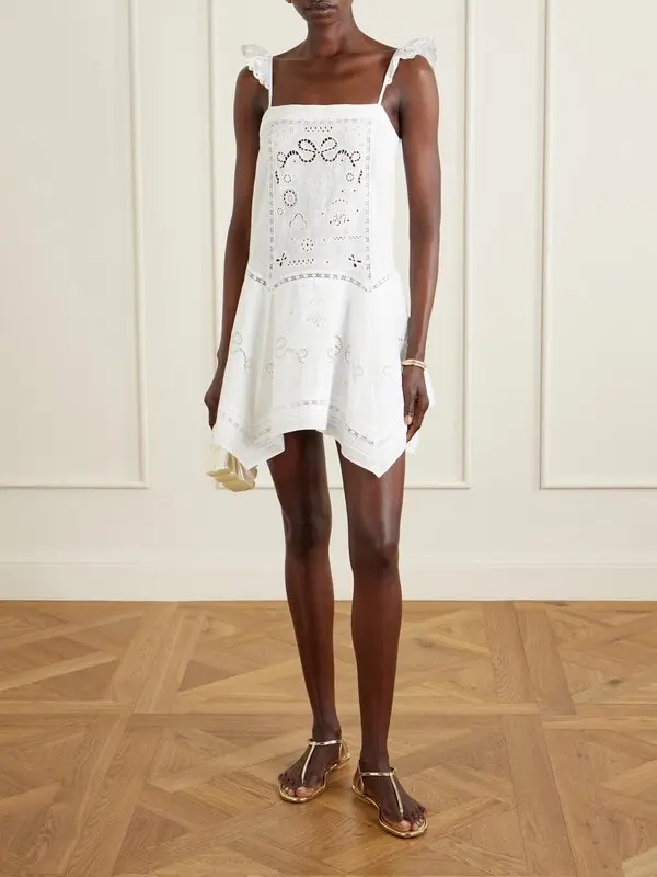 SELF-PORTRAIT Asymmetrical Embroidered Midi Dress