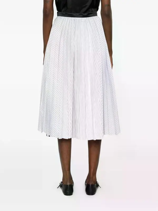Sacai Striped Pleated Midi Skirt