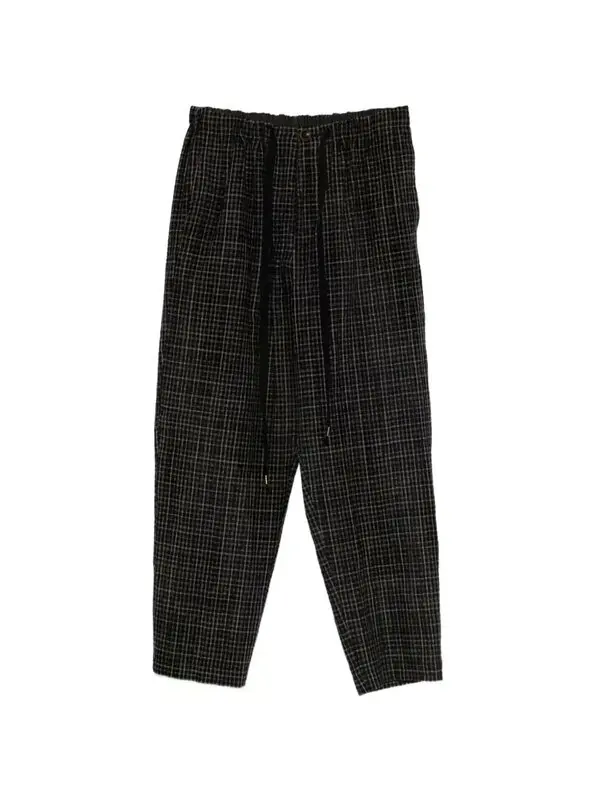 INDIVIDUAL SENTIMENTS Plaid Drawstring Trousers - Black