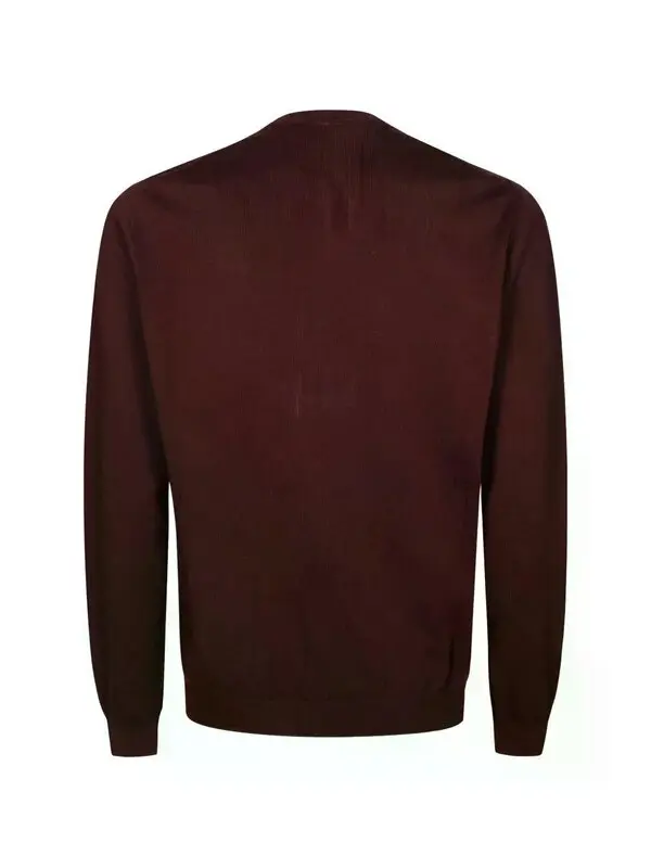 Alpha Studio Burgundy Long Sleeve Round Neck T-shirt - Red
