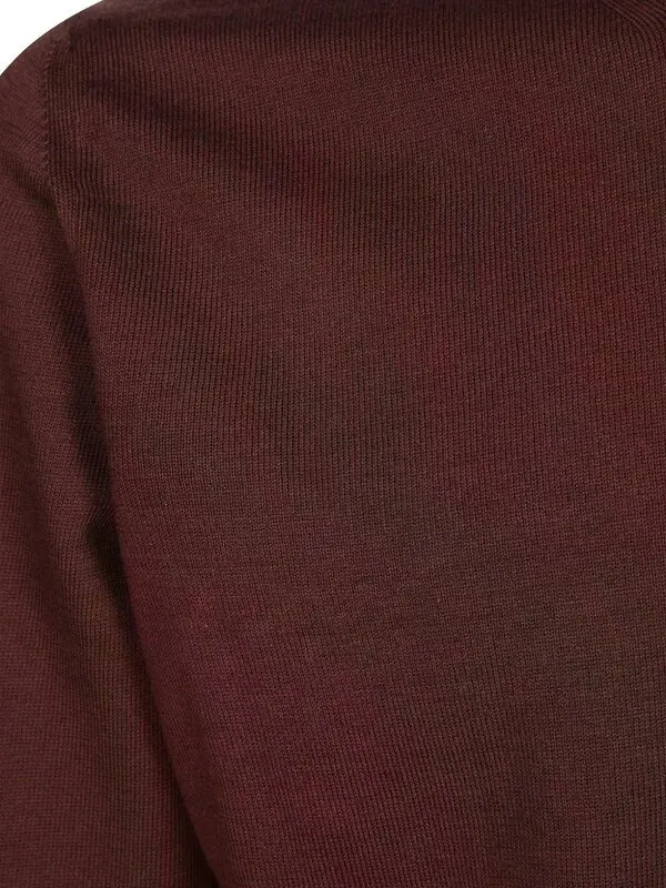 Alpha Studio Burgundy Long Sleeve Round Neck T-shirt - Red
