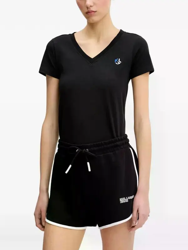Karl Lagerfeld V-neck Logo T-shirt - Black