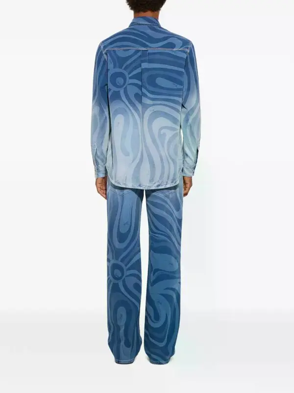 Emilio Pucci Marmo Print Oversized Denim Jacket