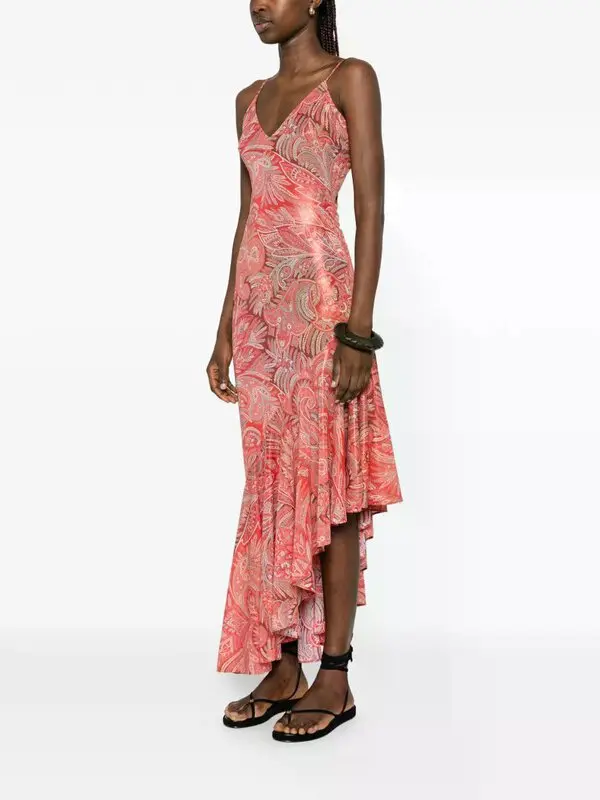 Etro Paisley Print Ruffled Midi Dress
