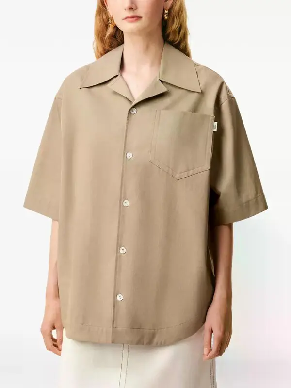 AMI Paris Short-sleeve Camp-collar Shirt In Light Cotton Gabardine