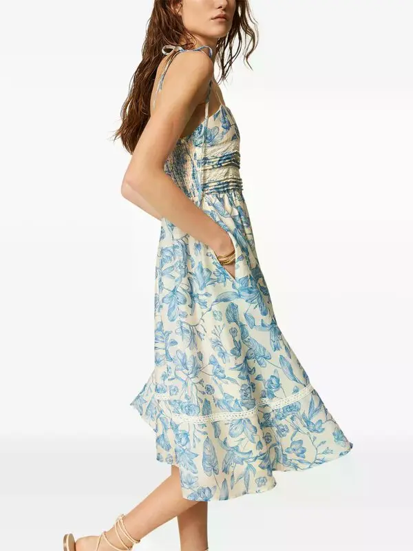 TWINSET Short Floral Dress With Lace