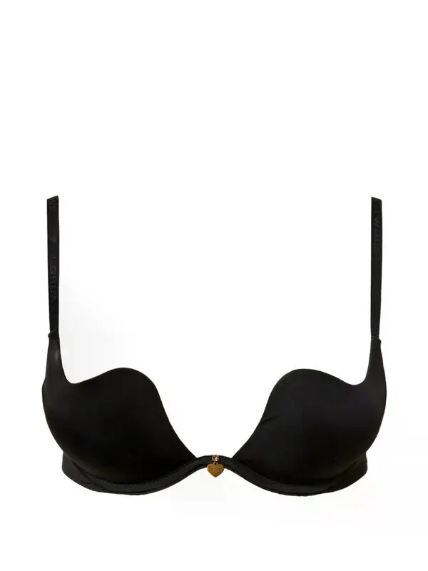 TWINSET Sweetheart-neckline Charmeuse Push-up Bra - Black