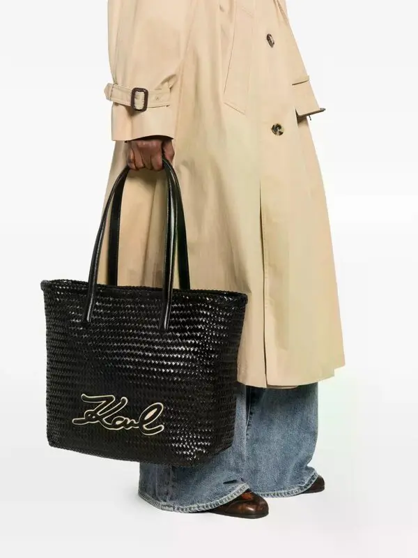 Karl Lagerfeld Woven Tote Bag With Front Logo