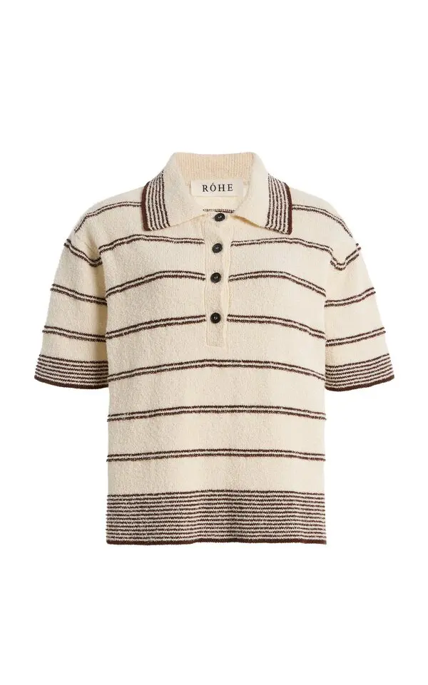 RÓHE Cotton-blend Terry Cloth Polo Shirt - Stripe