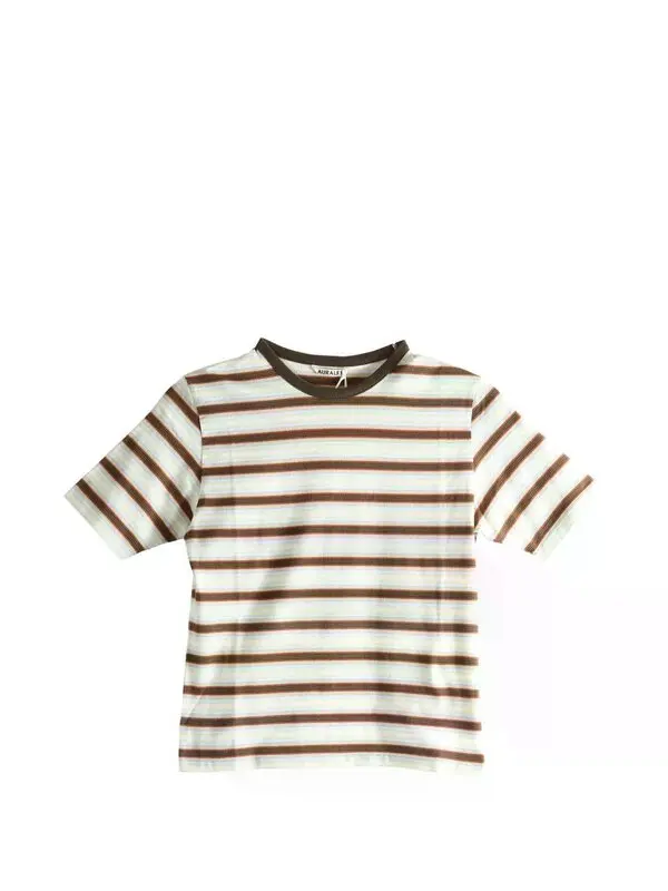 Auralee Striped Pattern T-shirt - Brown